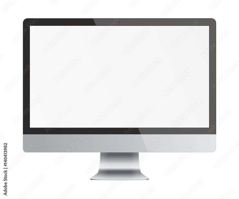 Modern computer monitor display with blank screen isolated on white ...
