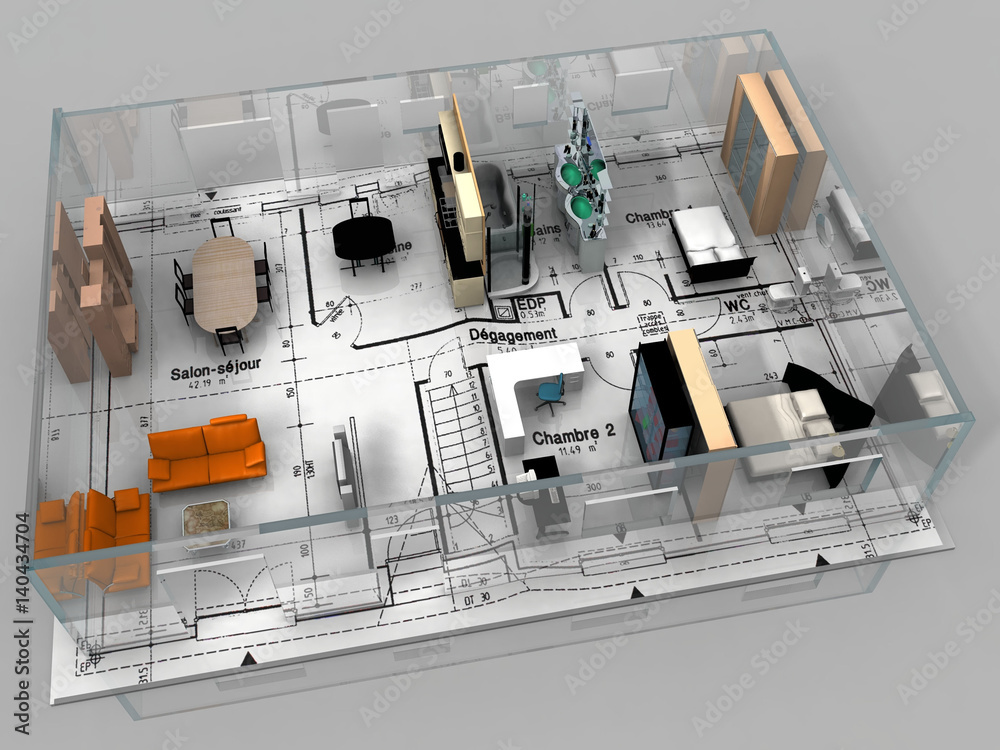 Interior plan and furniture Stock Illustration | Adobe Stock