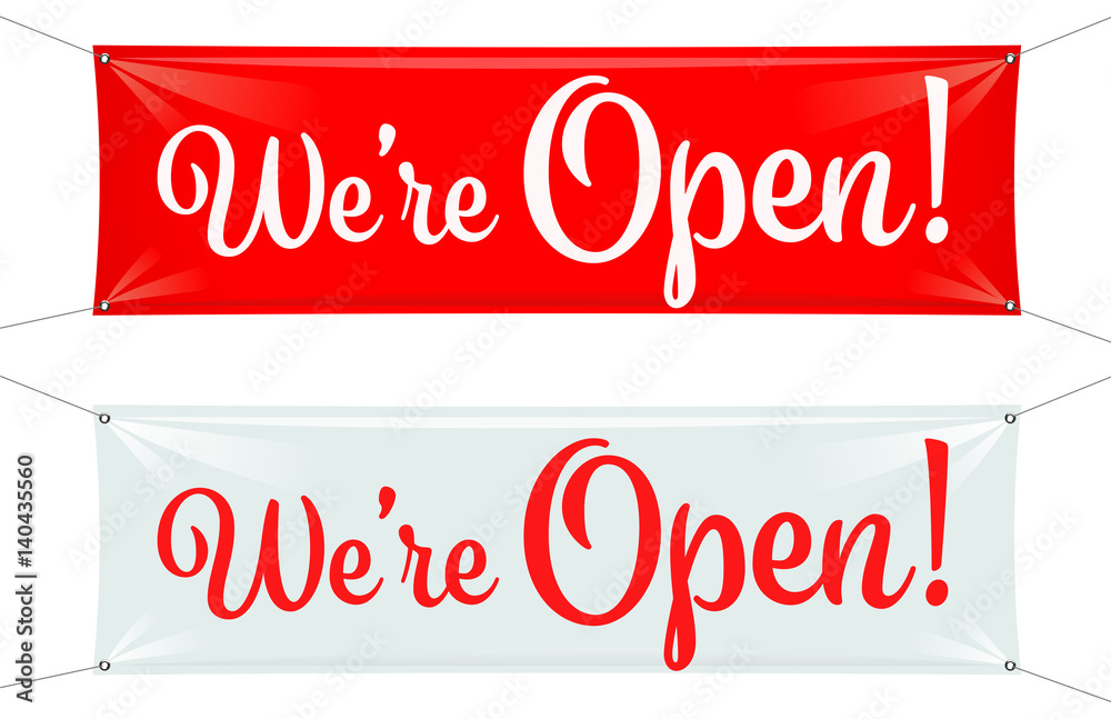 "We're open" banner Stock Vector | Adobe Stock