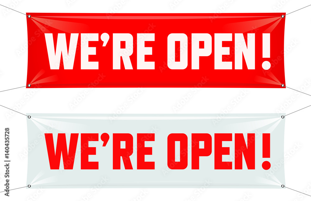 "We're open" banner Stock Vector | Adobe Stock