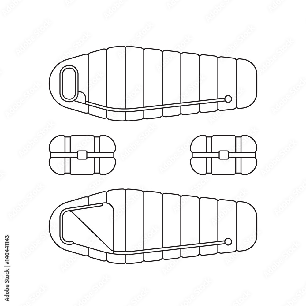 Sleeping bag spread out and ready to use. Packed in a roll and ...