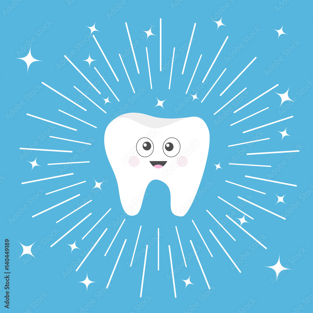 Healthy tooth icon with smiling face and big eyes. Cute cartoon ...