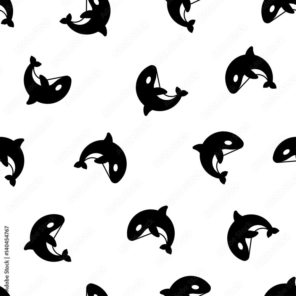Seamless pattern with killer whales. Stock Vector | Adobe Stock
