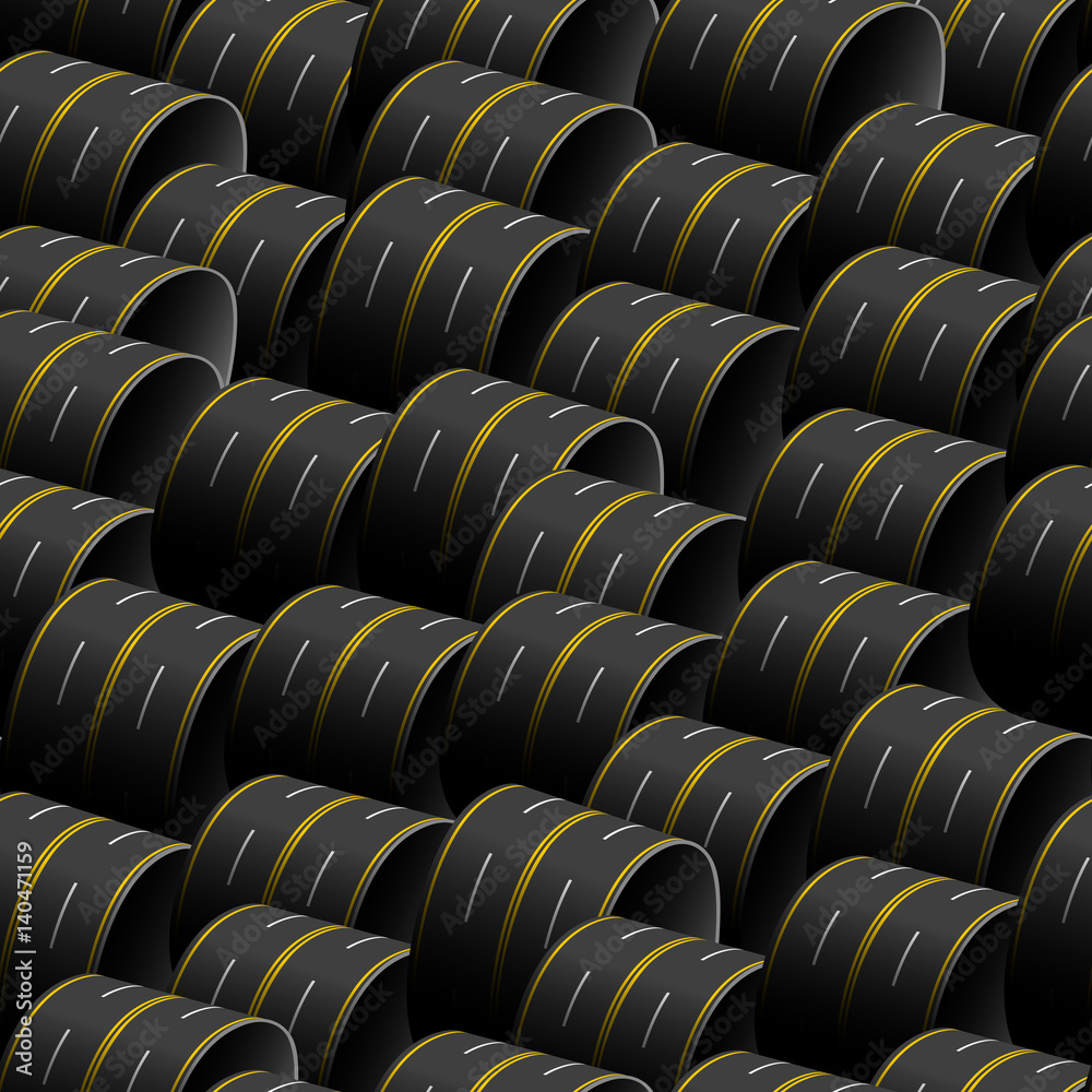 Folded road or highway ribbon seamless pattern vector illustration with ...