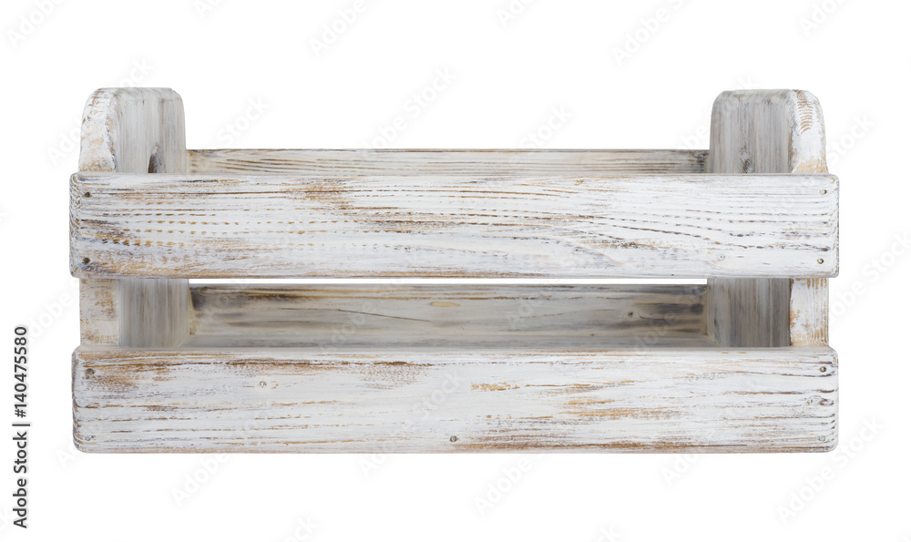 Vintage old wooden box isolated on white background, side view Stock ...