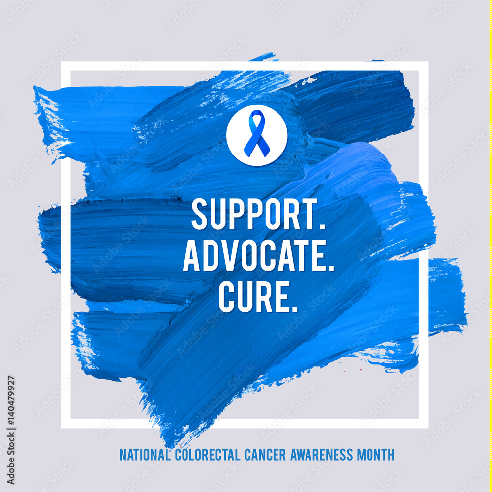 CLORECTAL Cancer Awareness Creative Grey and Blue Poster. Brush Stroke ...