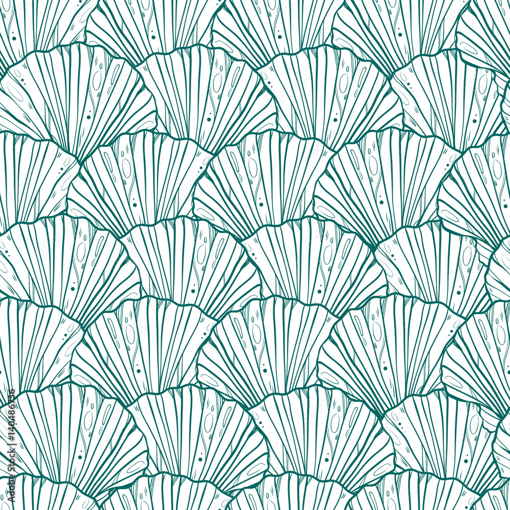 Seamless texture with shells. Marine theme. Repeated pattern ...