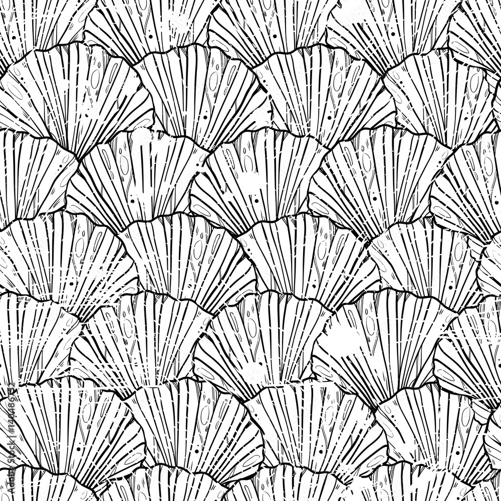 Seamless texture with shells. Marine theme. Repeated pattern ...