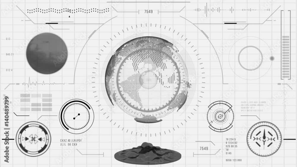 Planet earth. Futuristic user interface with HUD and infographic ...