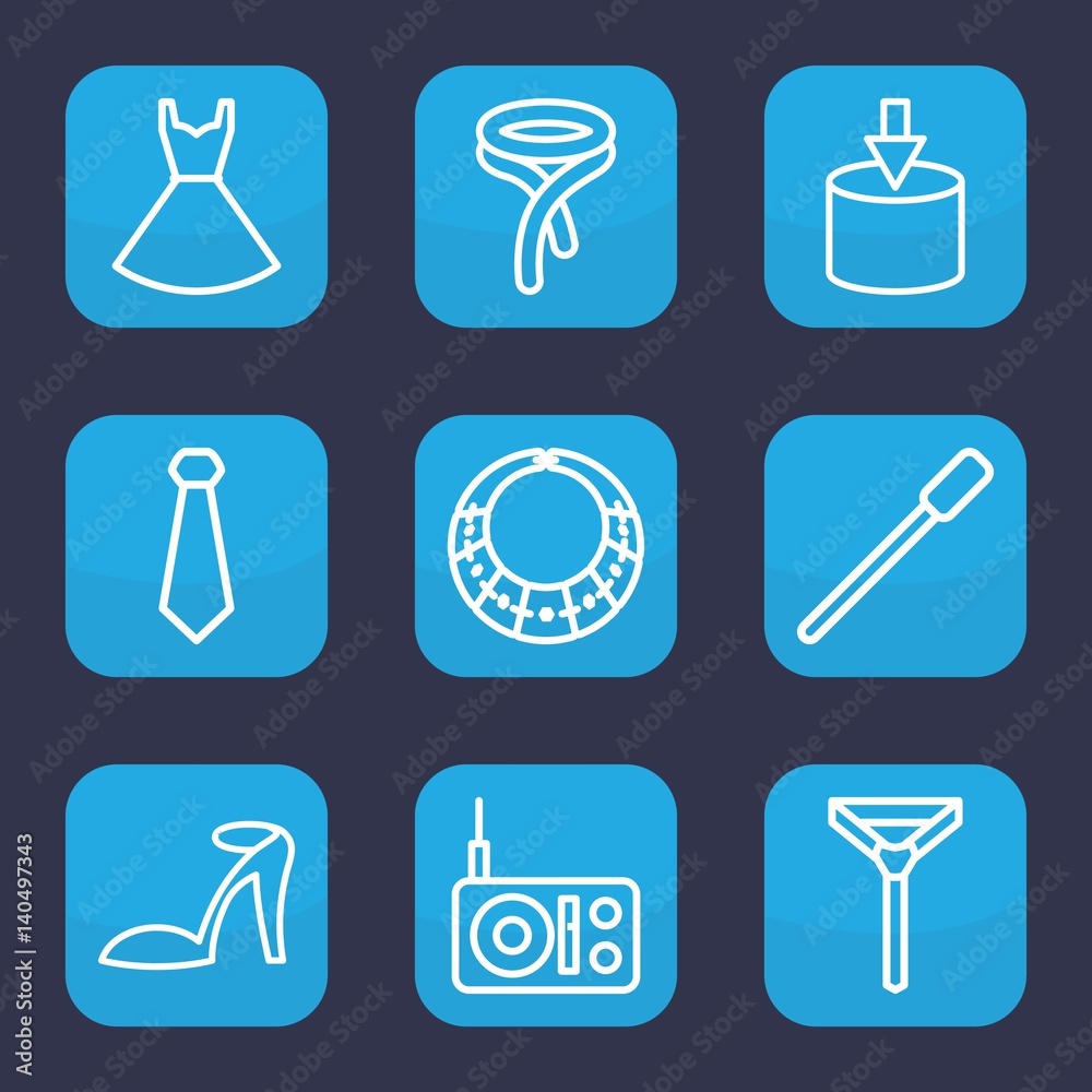Set of 9 outline elegance icons Stock Vector | Adobe Stock