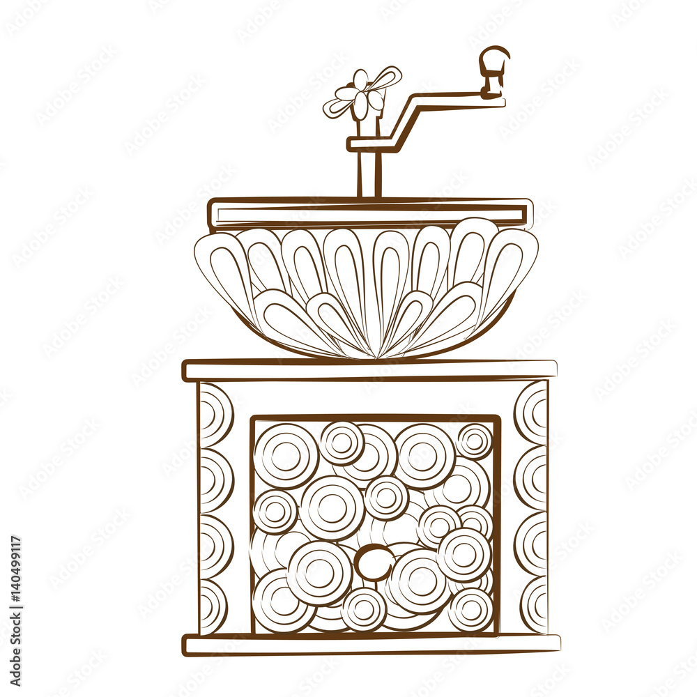 line art design coloring page grinder coffee Stock Illustration | Adobe ...