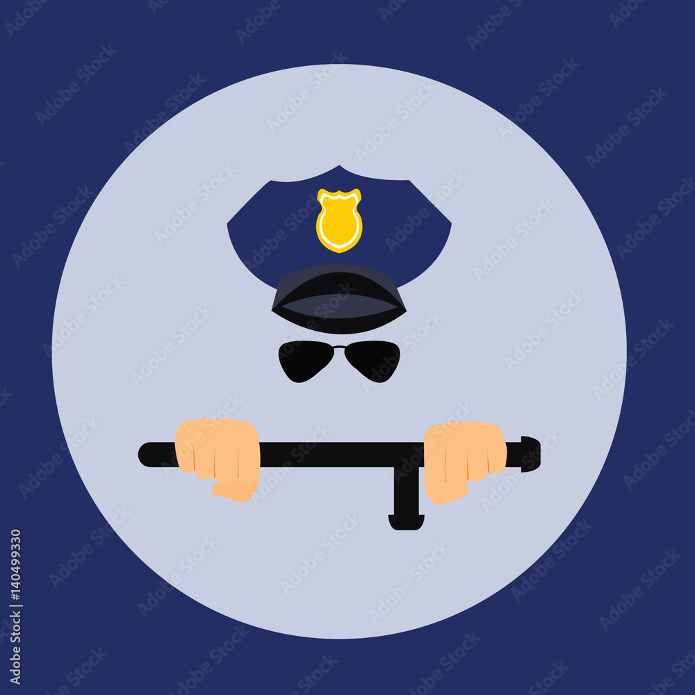 vector Illustration of a police officer wielding a truncheon nightstick ...