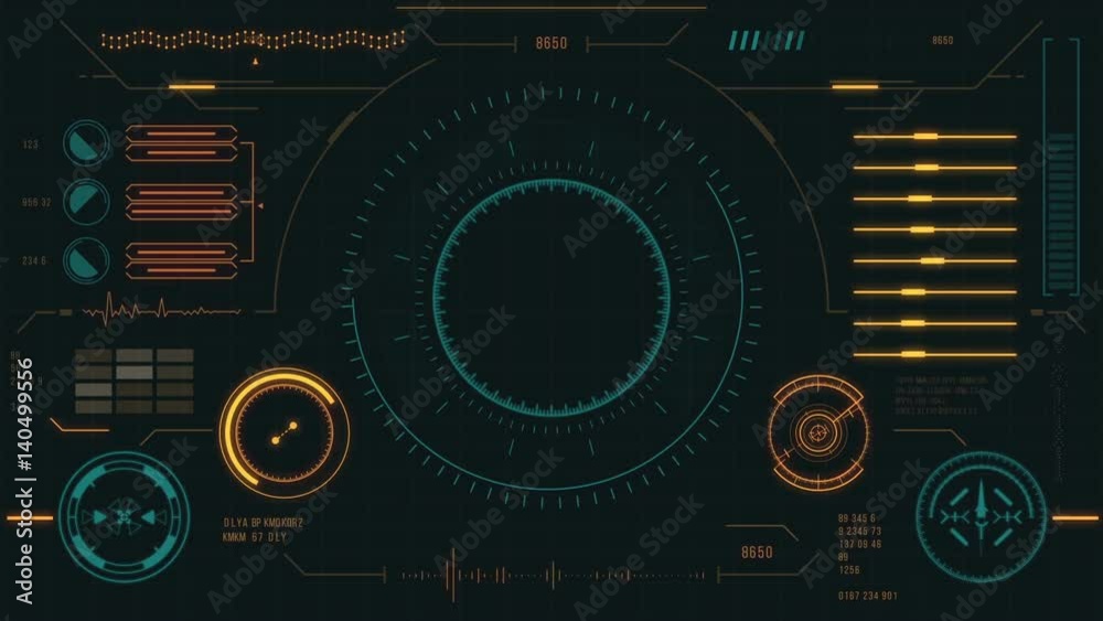 Futuristic user interface with HUD and infographic elements. Virtual ...