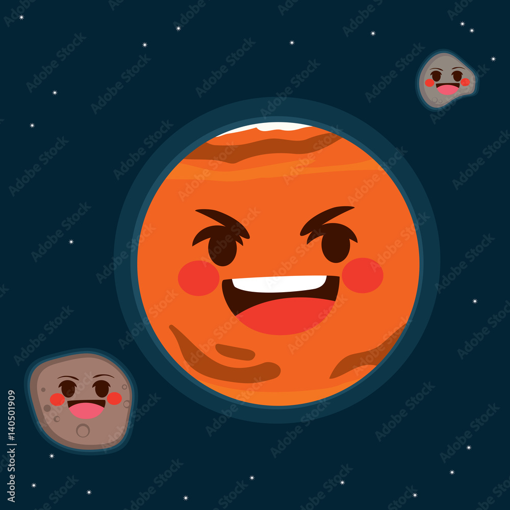 Cute Cartoon Planet Mars