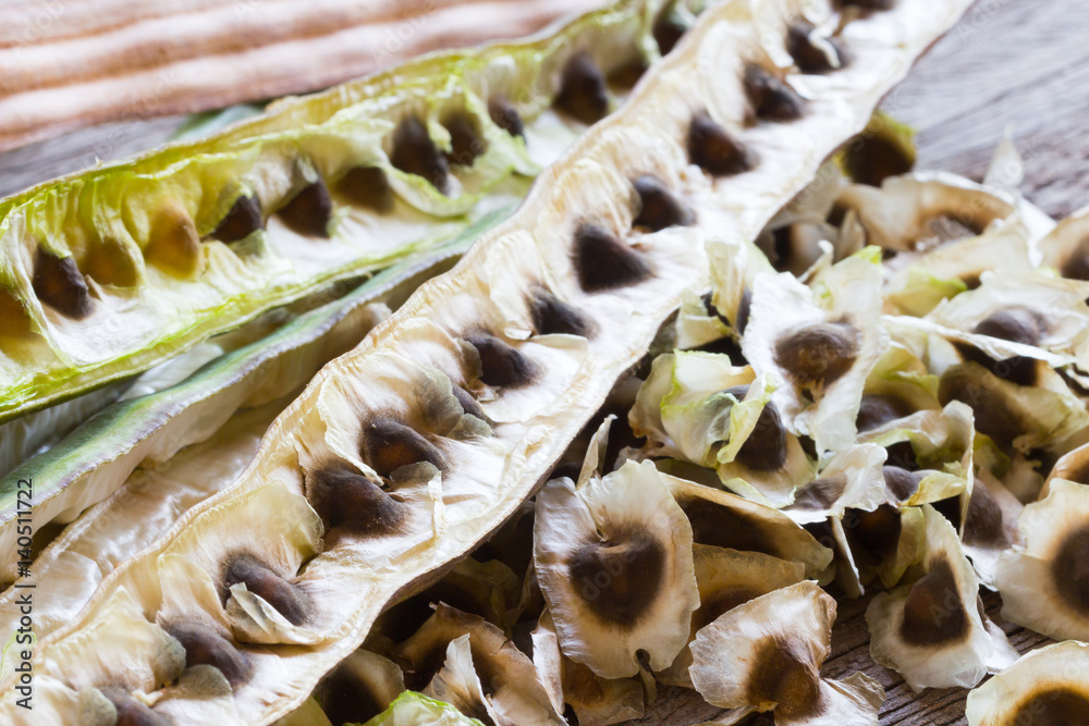 Moringa Oleifera seeds and fruit. The asian herbs have medicinal ...