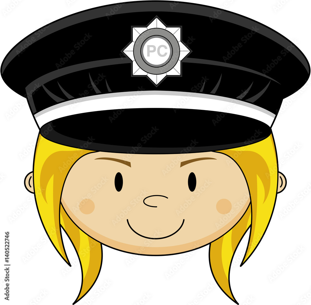 Cute Cartoon Police Woman Stock Vector | Adobe Stock
