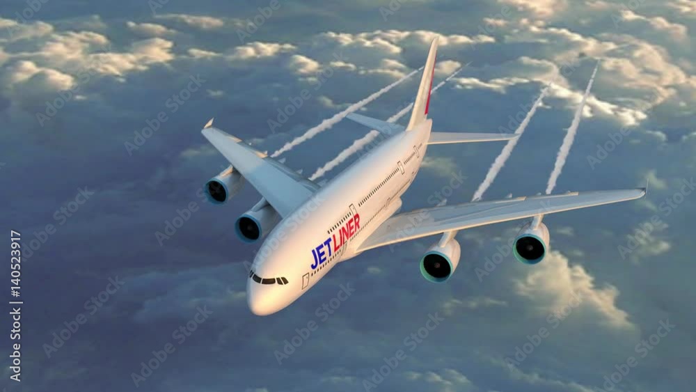 Large jet airplane flying in sunset sky. A beautiful aircraft flying ...