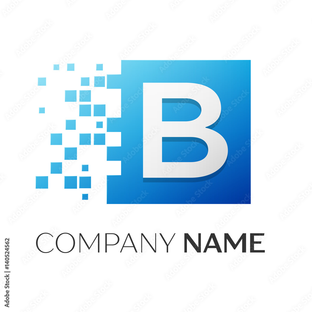 Letter B vector logo symbol in the colorful square with shattered ...