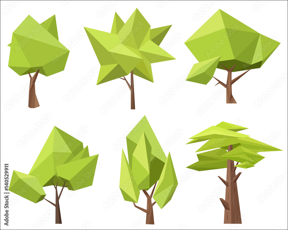 The different conceptual green trees with the angles vector ...