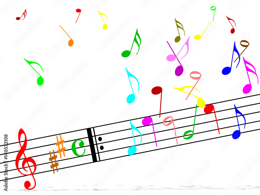 Bunte Musiknoten Stock-Illustration | Adobe Stock