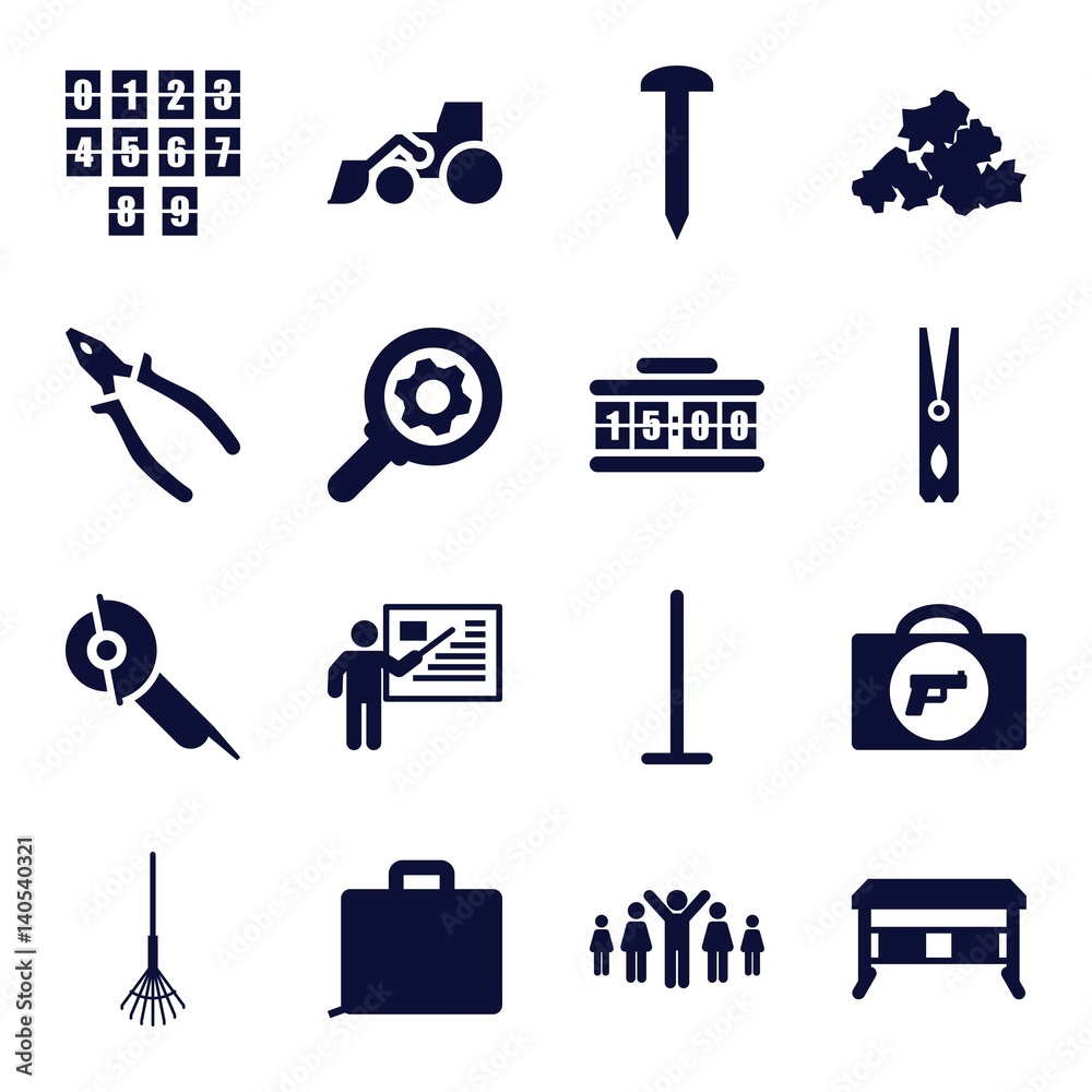 Set of 16 work filled icons Stock Vector | Adobe Stock