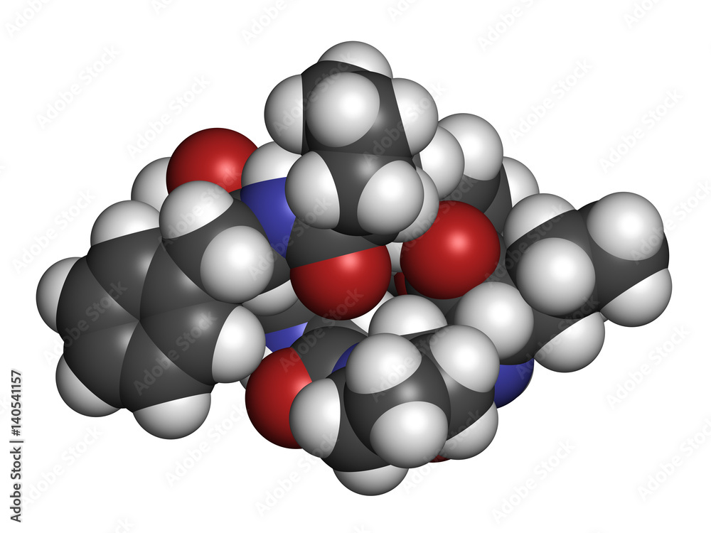 Beta-casomorphin peptide 7 molecule. Breakdown product of casein that ...