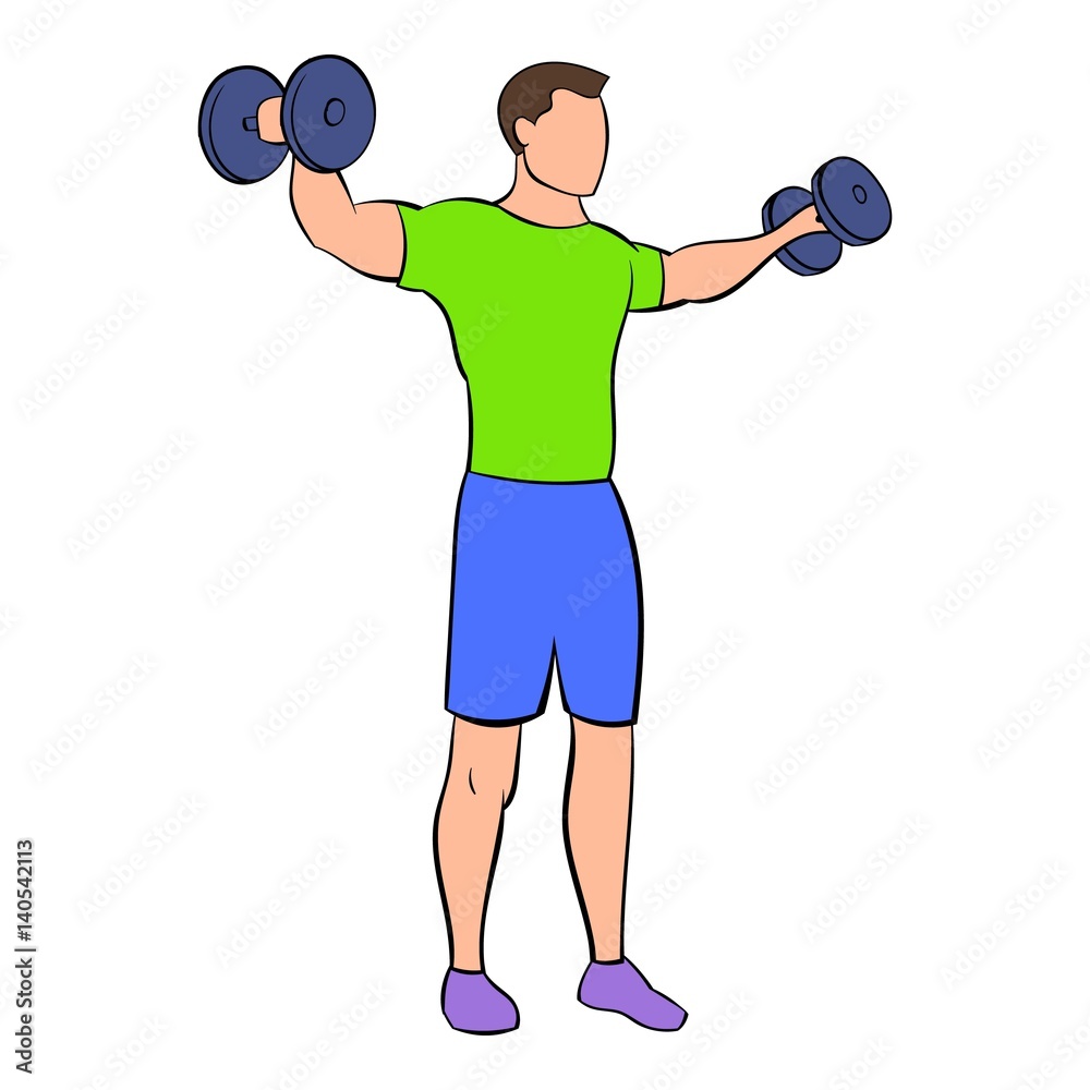 Dumbbell lateral raises icon cartoon Stock Vector | Adobe Stock