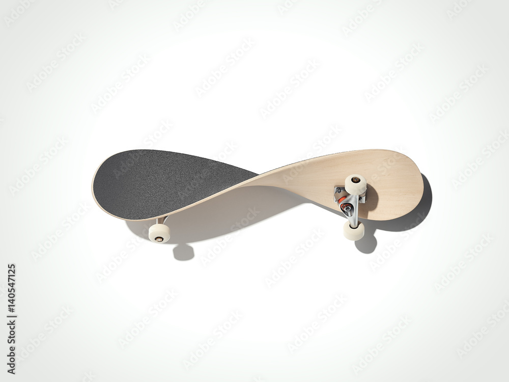 Twisted skateboard isolated on a white background. 3d render Stock ...