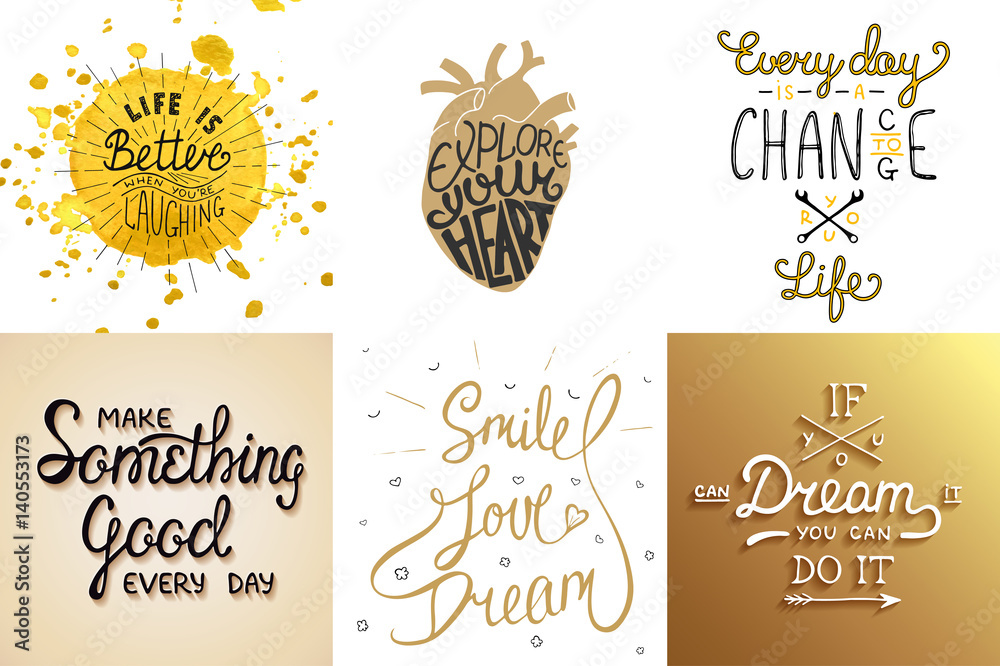 Set of motivational and inspirational vector hand drawn unique ...