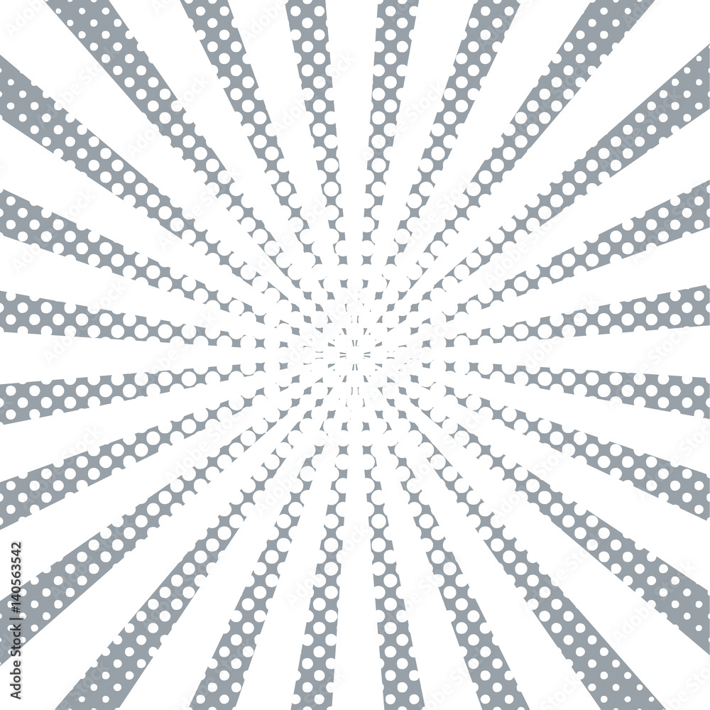 Gray pop art rays, vector background. Abstract comic style, monochrome ...