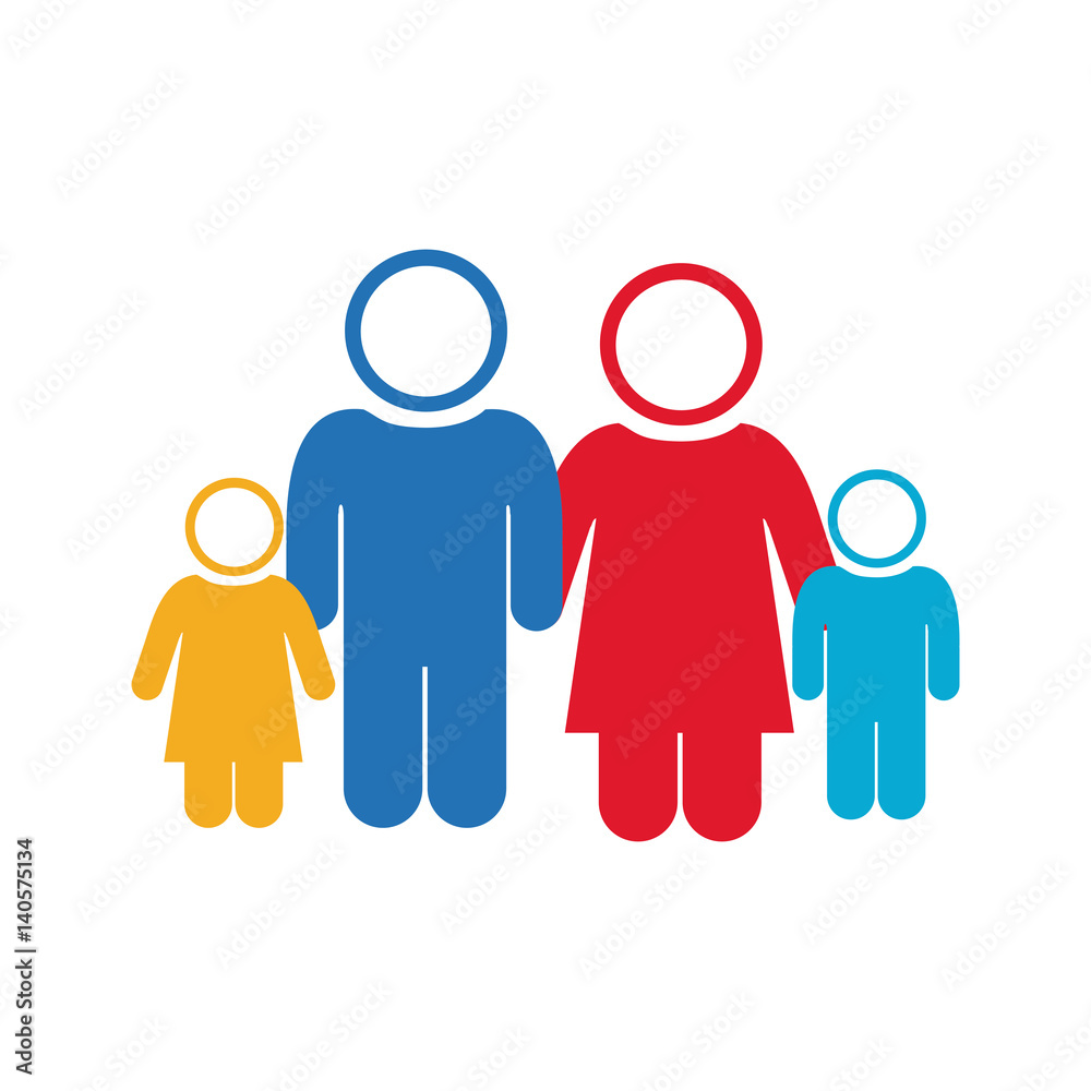 white background of pictogram with family group vector illustration ...