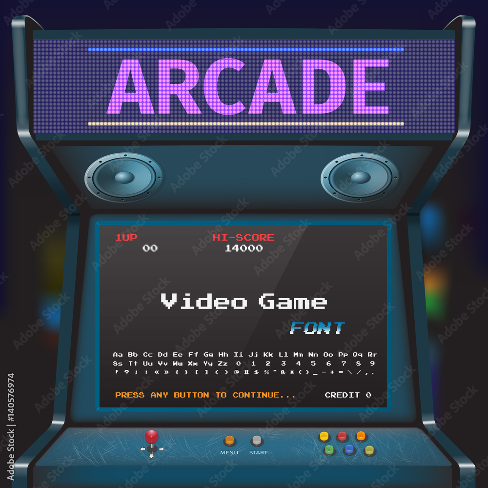 Arcade Video Game Font. 8 bit font. Arcade Retro Machine. Stock Vector ...