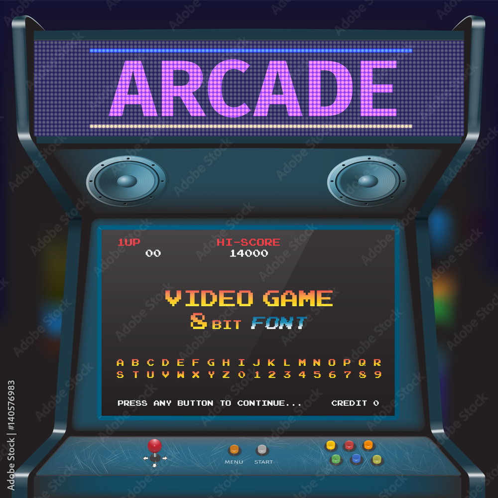 Arcade Video Game Font. 8 bit font. Arcade Retro Machine. Stock Vector ...