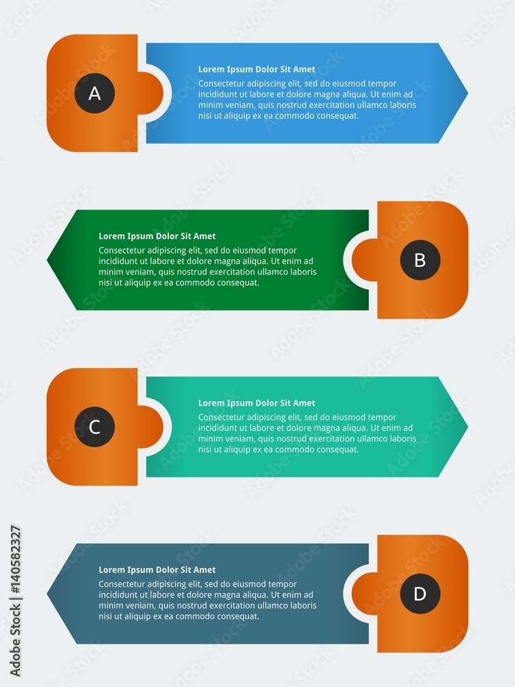 Puzzle Infographic Vector Template with Bullets for Data Visualization ...