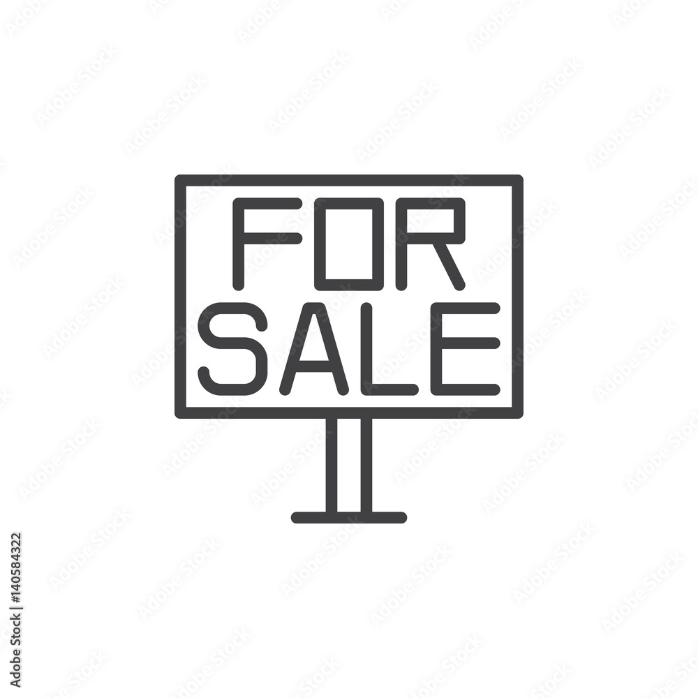 For sale signboard line icon, outline vector sign, linear style ...