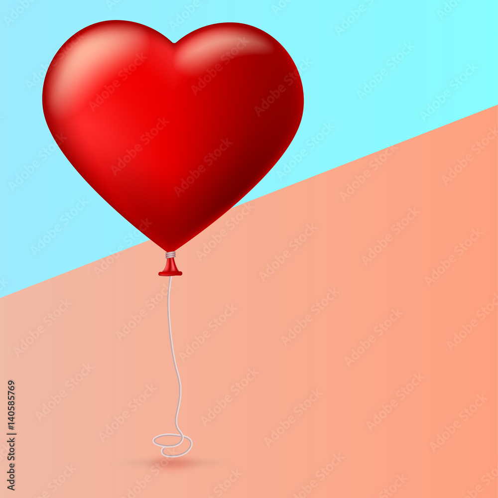 Bright red heart, the inflatable balloon in the shape of a realistic ...