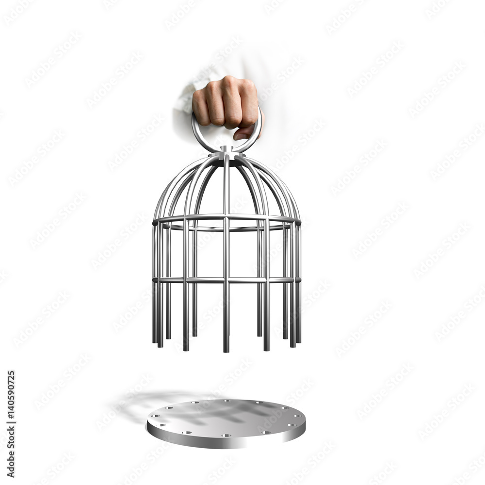 Hand holding the cage Stock Photo | Adobe Stock