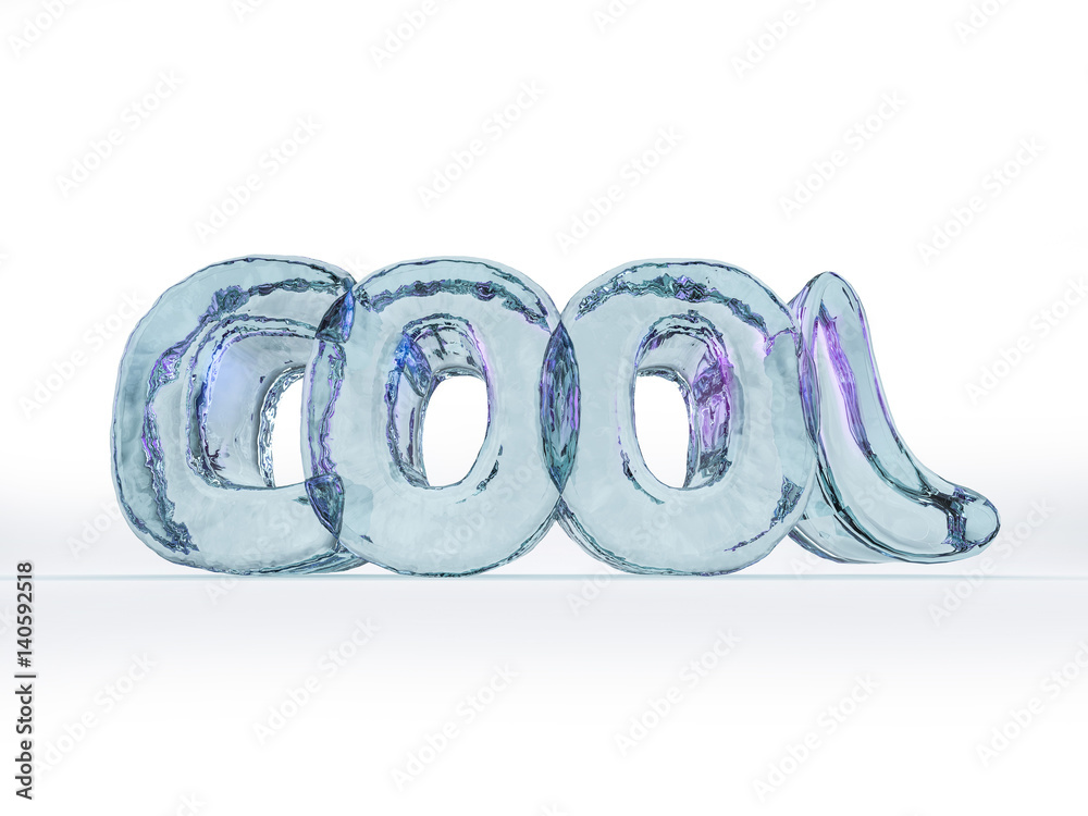 Word COOL made from ice letters on white background. 3d rendering Stock ...