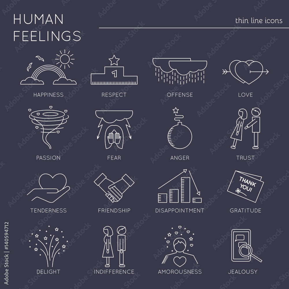 Feelings and emotions set Stock Vector | Adobe Stock