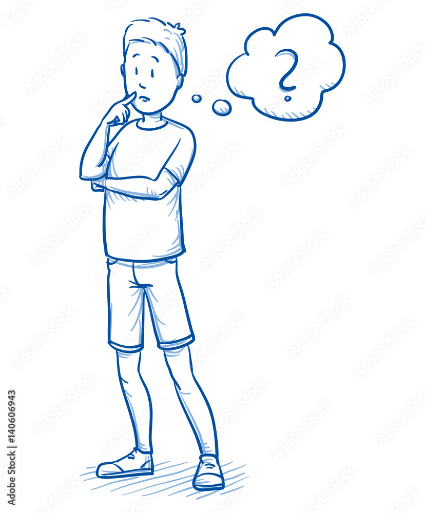 Cartoon Kid Thinking Bubble