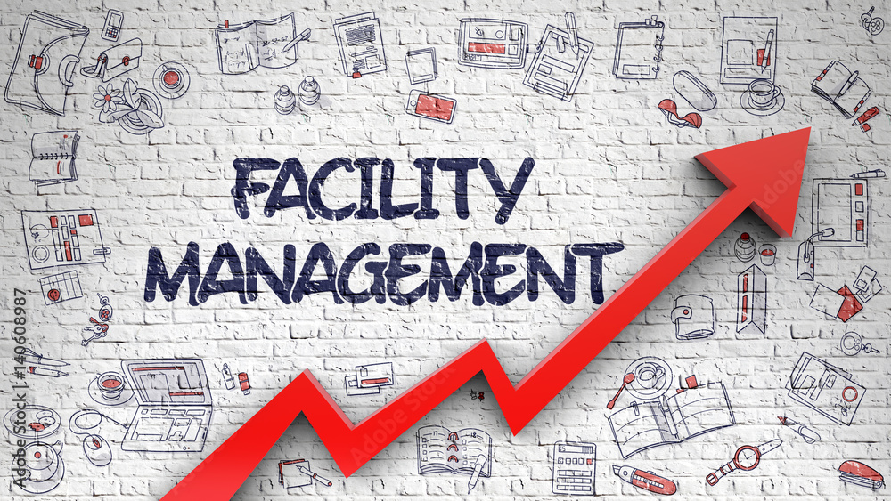 Facility Management Drawn on White Brick Wall. Stock Illustration ...