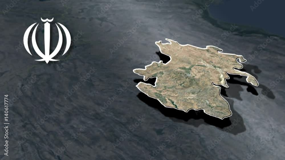 Hamadan with Coat Of Arms Animation Map Provinces of Iran Stock Video ...