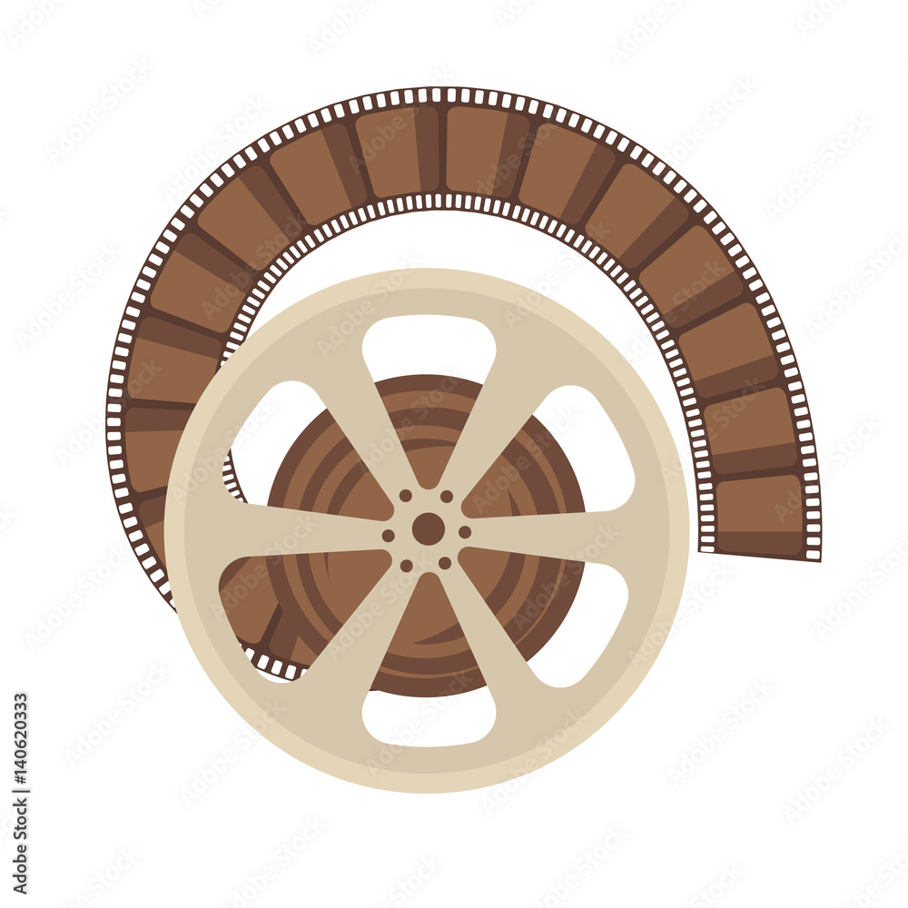 Cinema retro movie or film reel vector flat icon Stock Vector | Adobe Stock