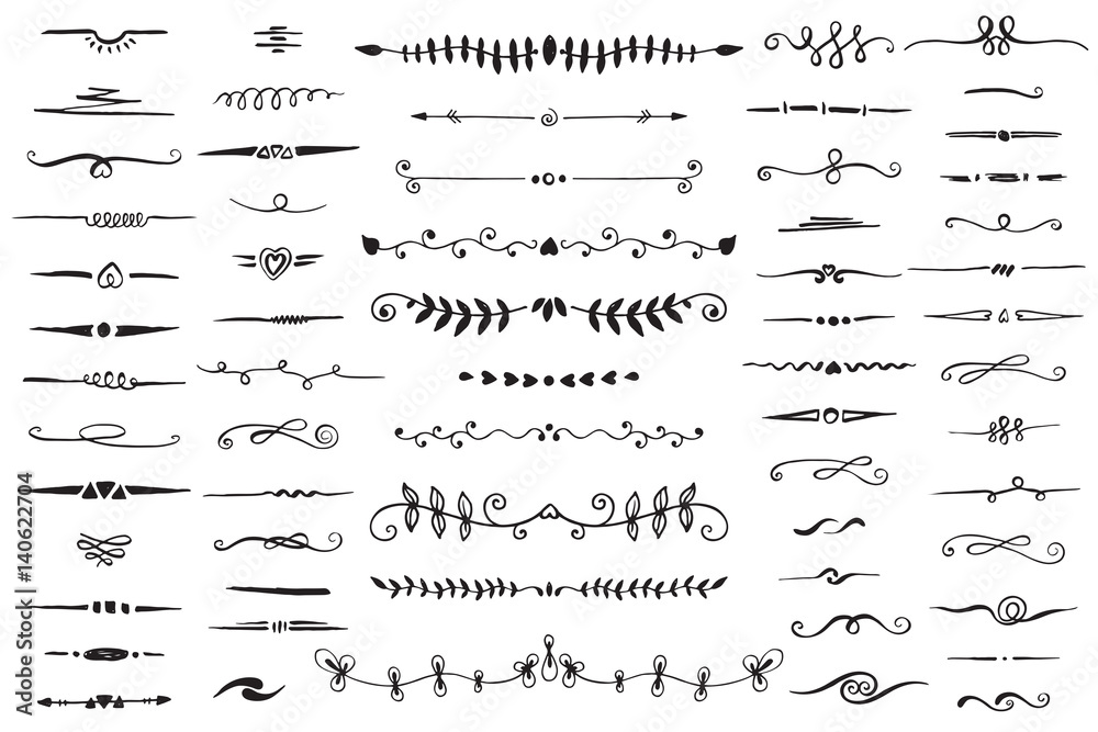 Vector collection of hand drawn borders in sketch style Stock Vector ...
