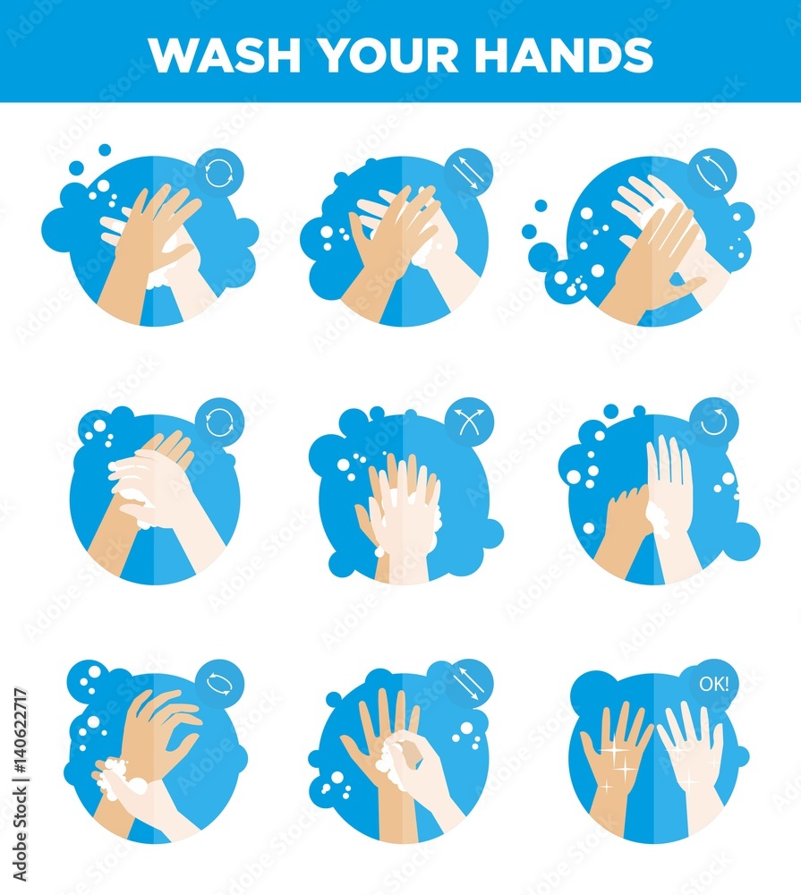 Hands washing icons for vector hygiene infographics template Stock ...