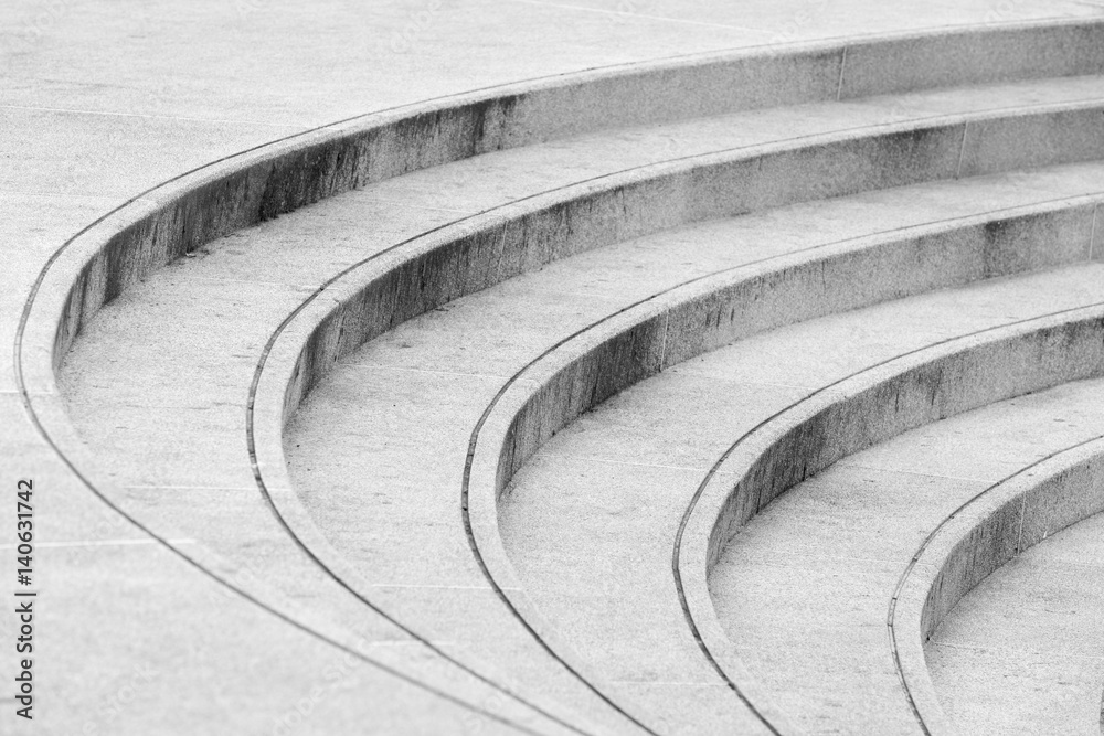 Steps of curved shape - black and white Stock Photo | Adobe Stock