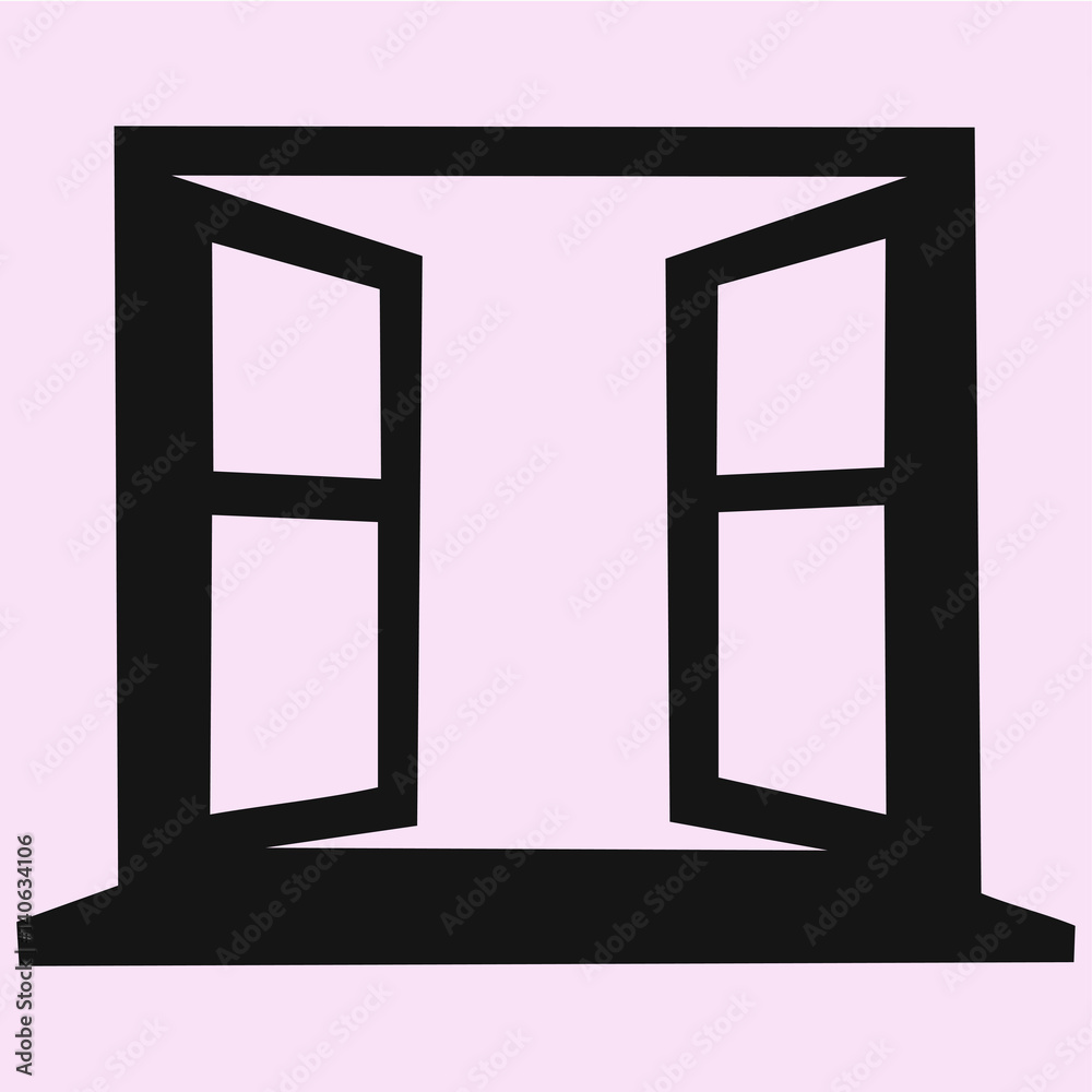 opened blank window frame vector silhouette isolated Stock Vector ...