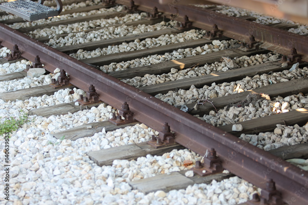 The tracks in the stop freight train Stock Photo | Adobe Stock