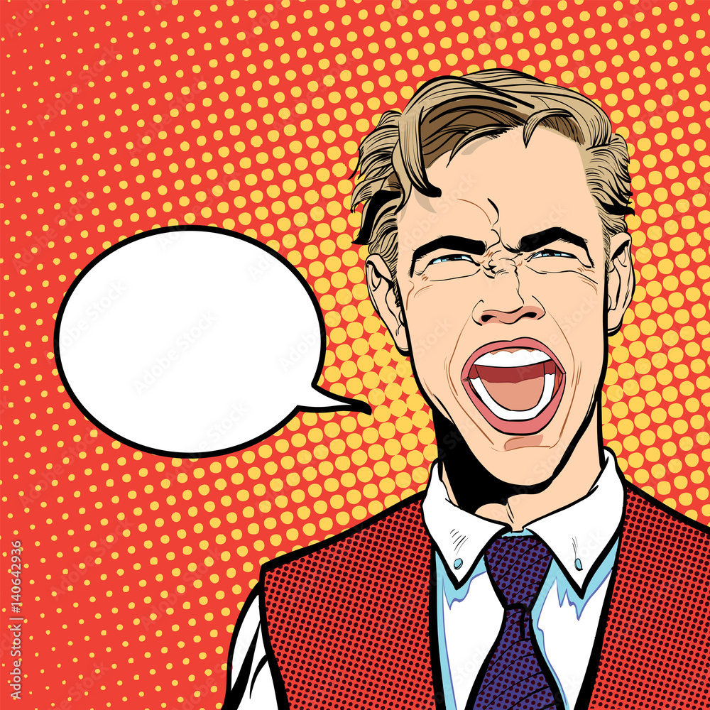 Yelling man. Cry of despair. Screaming. Despair and pain of failure or ...