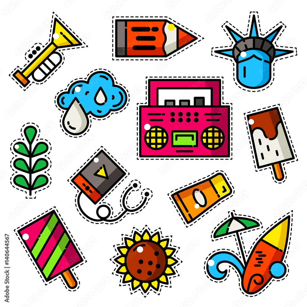 Set of bright patches vector illustration Stock Vector | Adobe Stock